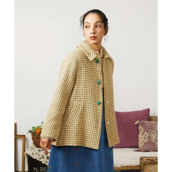 【NEW】ホコモモラ（JOCOMOMOLA）/La escena inicial ジャカードハーフ丈コート