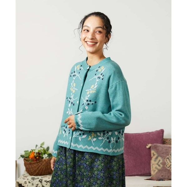 【NEW】ホコモモラ（JOCOMOMOLA）/El galgo フラワーモチーフニットカーディガン