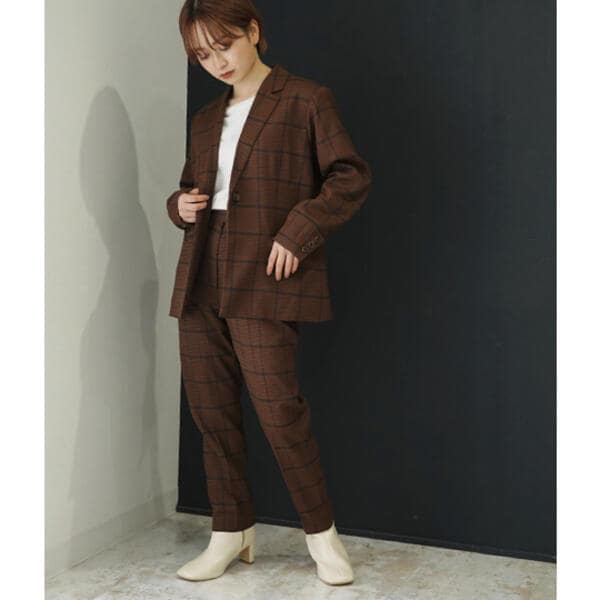アウリィ/【低身長向けサイズ】チェック柄テーラードジャケット