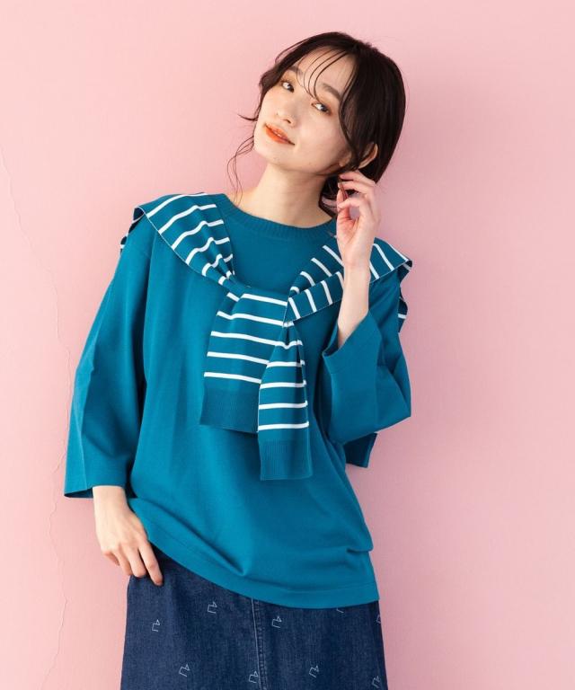 サブストリート（sab street）/【大きいサイズ】 21号(6L〜) FONTLAB フェイク肩掛けカーデニット