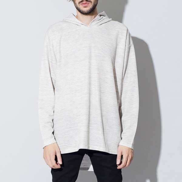 ノーアイディー（NO ID．）/ヘリンボーンジャージーBIGパーカ