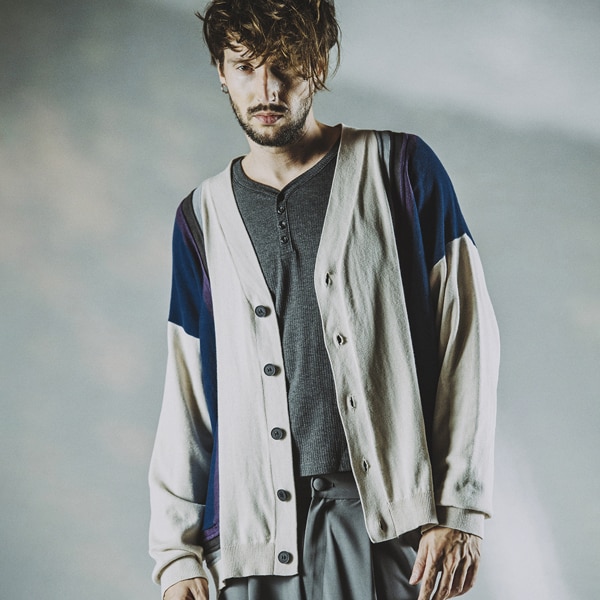 ノーアイディー（NO ID．）/3DカラーブロックニットCD（カーディガン)