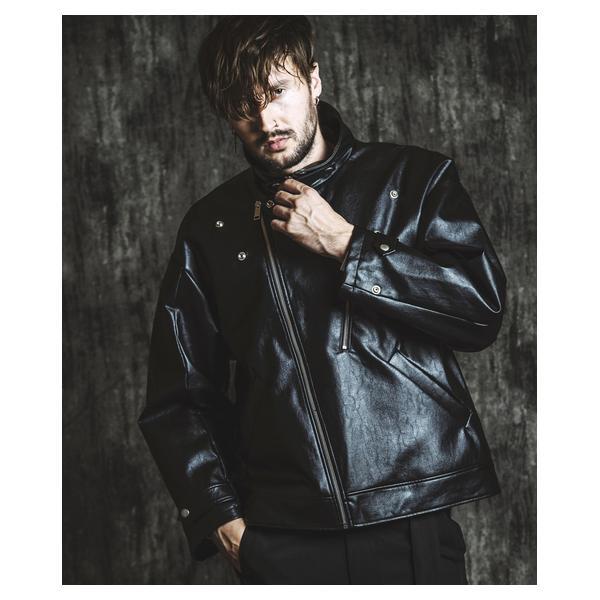 ノーアイディー（NO ID．）/シンセティックレザーBIGライダースJKT(ジャケット)