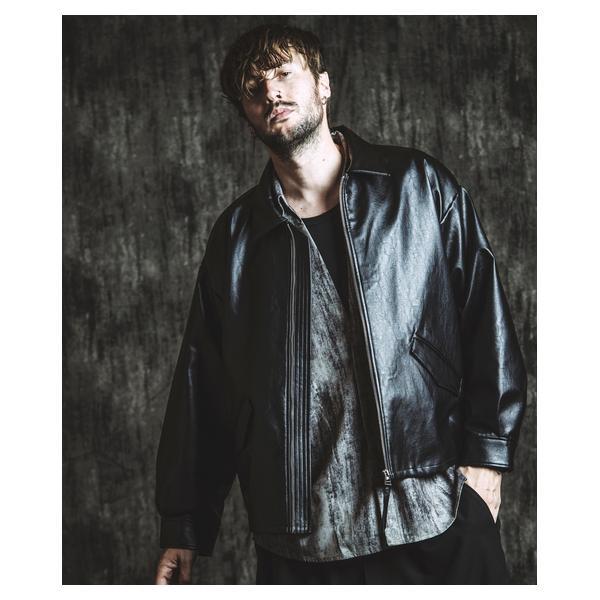 ノーアイディー（NO ID．）/シンセティックレザーZIP BIG−BLZ(ブルゾン)