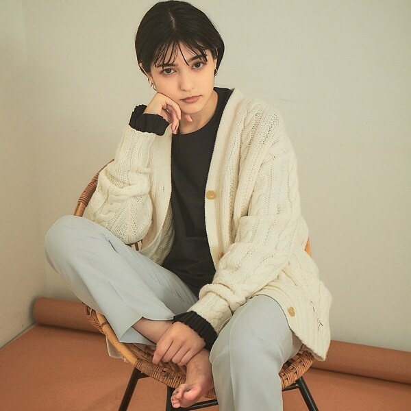 ルージュ・ヴィフ ラクレ（Rouge vif la cle）/ケーブルニットカーデ