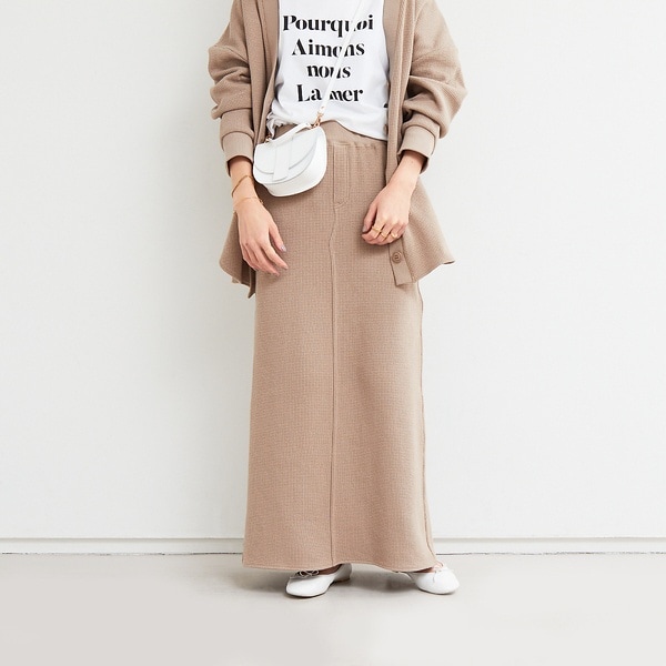 ルージュ・ヴィフ ラクレ（Rouge vif la cle）/【セットアップ対応】ワッフルロングスカート