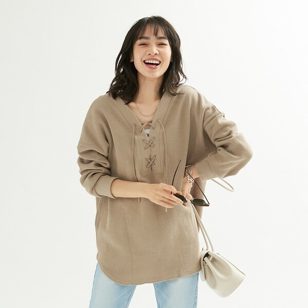 ルージュ・ヴィフ ラクレ（Rouge vif la cle）/【セットアップ対応】2WAYワッフルカーデ