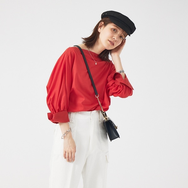 ルージュ・ヴィフ ラクレ（Rouge vif la cle）/ギャザースリーブブラウス