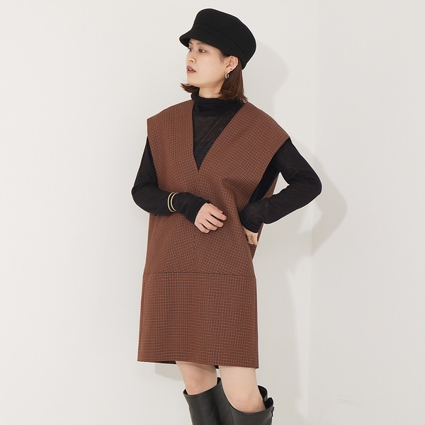 ルージュ・ヴィフ ラクレ（Rouge vif la cle）/チェックVネックワンピース