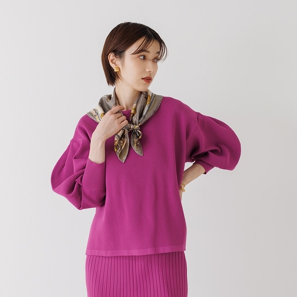 ルージュ・ヴィフ ラクレ（Rouge vif la cle）/【セットアップ対応】ボリュームスリーブストレッチニットプルオーバー