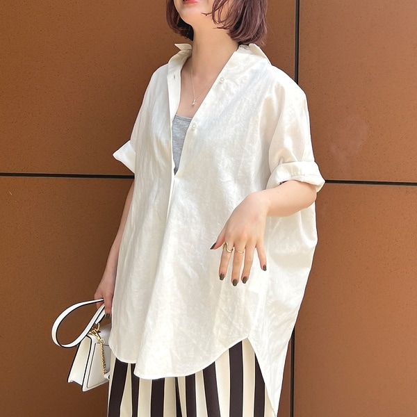 ルージュ・ヴィフ ラクレ（Rouge vif la cle）/麻混変形シャツ