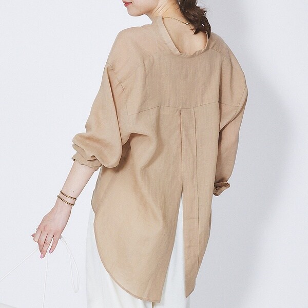 ルージュ・ヴィフ ラクレ（Rouge vif la cle）/麻バックスリットVネックシャツ