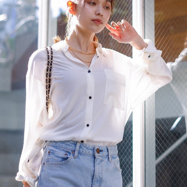 ルージュ・ヴィフ ラクレ（Rouge vif la cle）/レーヨンとろみシャツ