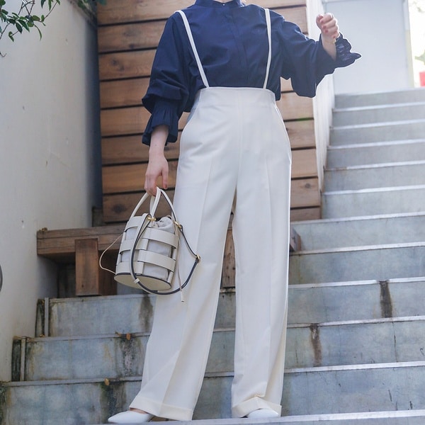 ルージュ・ヴィフ ラクレ（Rouge vif la cle）/ハイウエストサスペンダーワイドパンツ