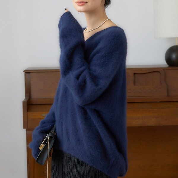 ルージュ・ヴィフ ラクレ（Rouge vif la cle）/フォックスウールVネックラウンドヘムニットプルオーバー