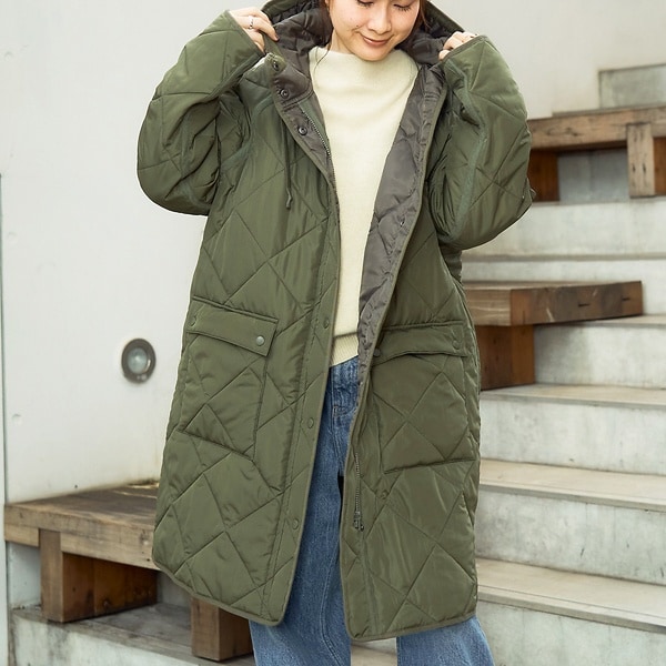 ルージュ・ヴィフ ラクレ（Rouge vif la cle）/【一部店舗限定】撥水キルティングフーデットコート