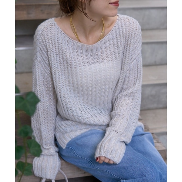 ルージュ・ヴィフ ラクレ（Rouge vif la cle）/シアーモヘヤミックス畔プルオーバー