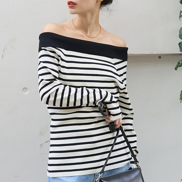 ルージュ・ヴィフ ラクレ（Rouge vif la cle）/オフショルレディニットプルオバー