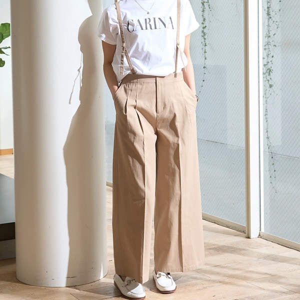 ルージュ・ヴィフ ラクレ（Rouge vif la cle）/サスペンダーワイドタックパンツ