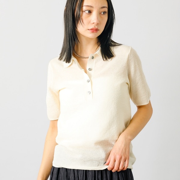 ルージュ・ヴィフ ラクレ（Rouge vif la cle）/【MICA&DEAL/マイカアンドディール】sheer knit polo sh