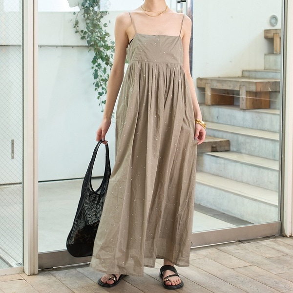 ルージュ・ヴィフ ラクレ（Rouge vif la cle）/シルバードット刺繍ワンピース