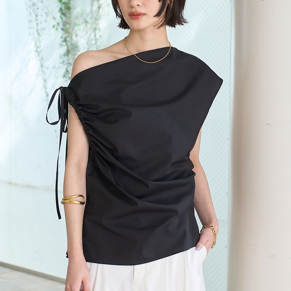 ルージュ・ヴィフ ラクレ（Rouge vif la cle）/ギャザーアシンメトリーブラウス