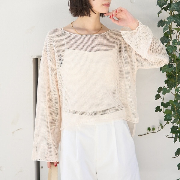 ルージュ・ヴィフ ラクレ（Rouge vif la cle）/シアーメッシュペーパーニットプルオーバー