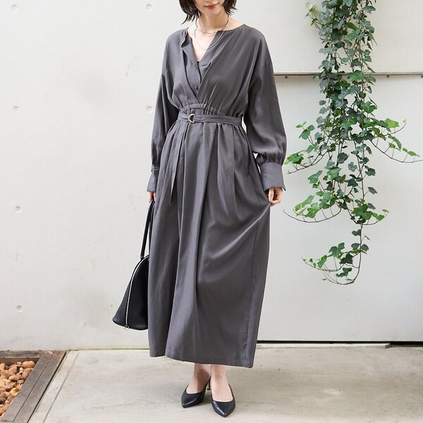 ルージュ・ヴィフ ラクレ（Rouge vif la cle）/ヴィンテージキュプラウエストマークワンピース