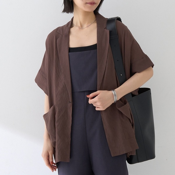 ルージュ・ヴィフ ラクレ（Rouge vif la cle）/強撚半袖シアーフォルムジャケット