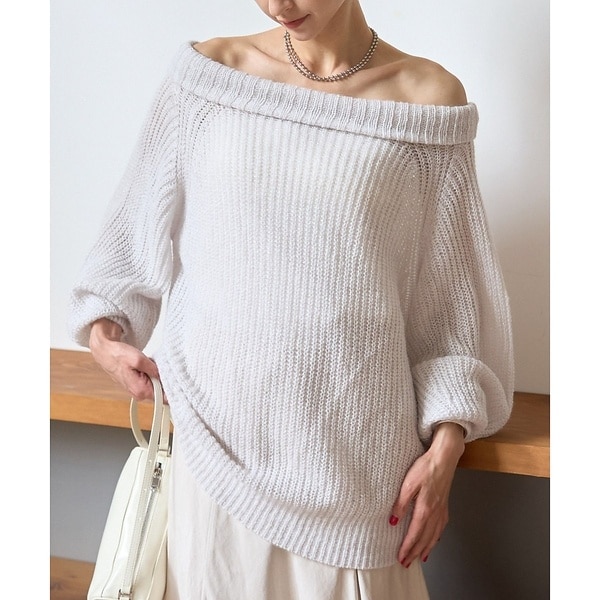 ルージュ・ヴィフ ラクレ（Rouge vif la cle）/モヘア混オフショルラメニットプルオーバー