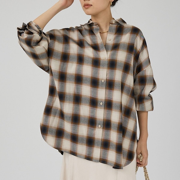 ルージュ・ヴィフ ラクレ（Rouge vif la cle）/オンブレーチェックオーバーシャツ