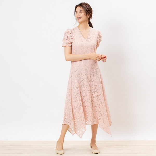 ルージュ・ヴィフ ラクレ（Rouge vif la cle）/【FLICKA】ジャガードレースフレアワンピース