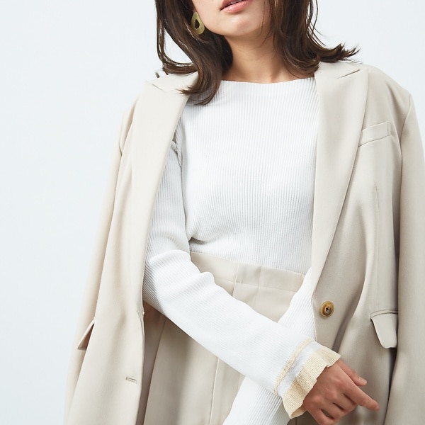 カリテ（qualite）/バイカラースリーブニット