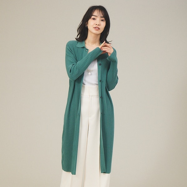 カリテ（qualite）/《アンサンブル対応》シャツ衿リブカーディガン