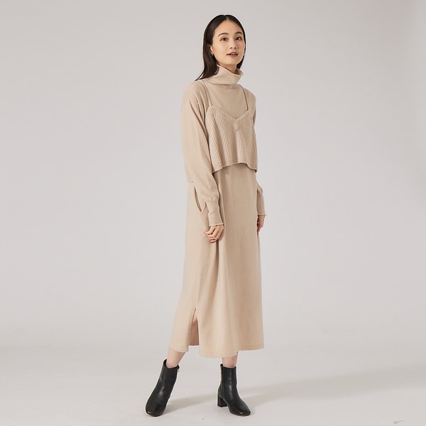 カリテ（qualite）/レイヤードニットワンピース