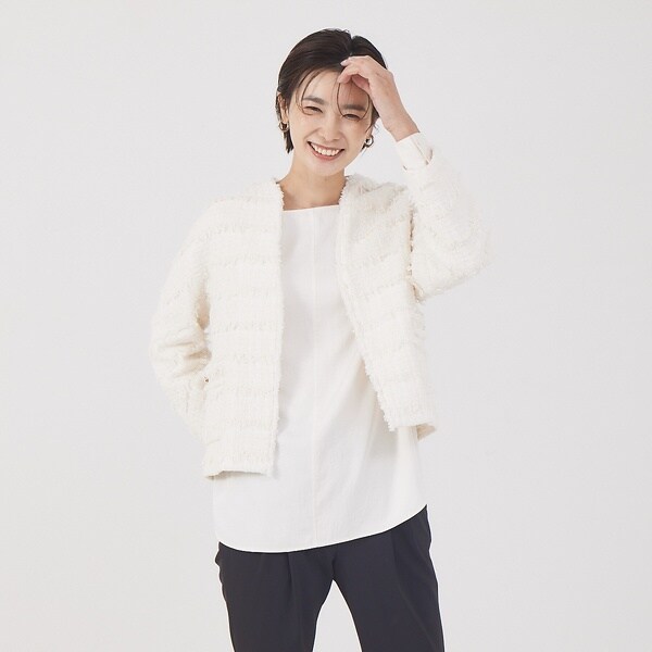 カリテ（qualite）/フリンジツィードジャケット