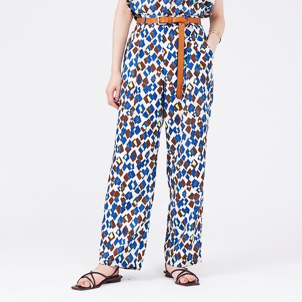 カリテ（qualite）/《セットアップ対応》スパンボイルダイヤプリントパンツ