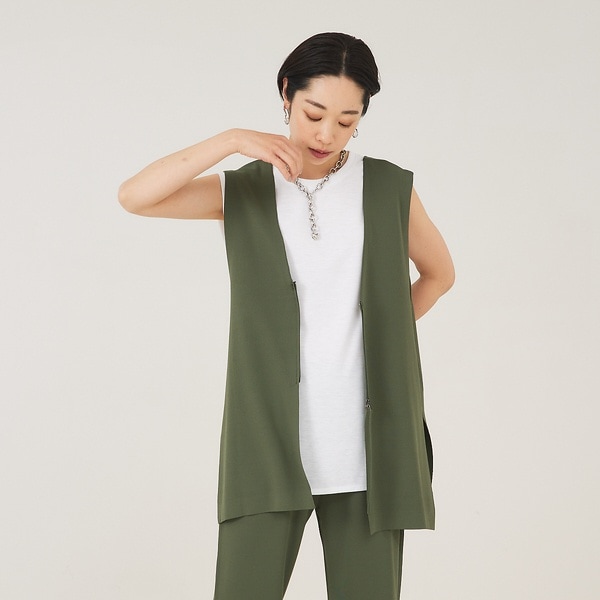 カリテ（qualite）/《セットアップ対応》レーヨンストレッチ2WAYニットジレ