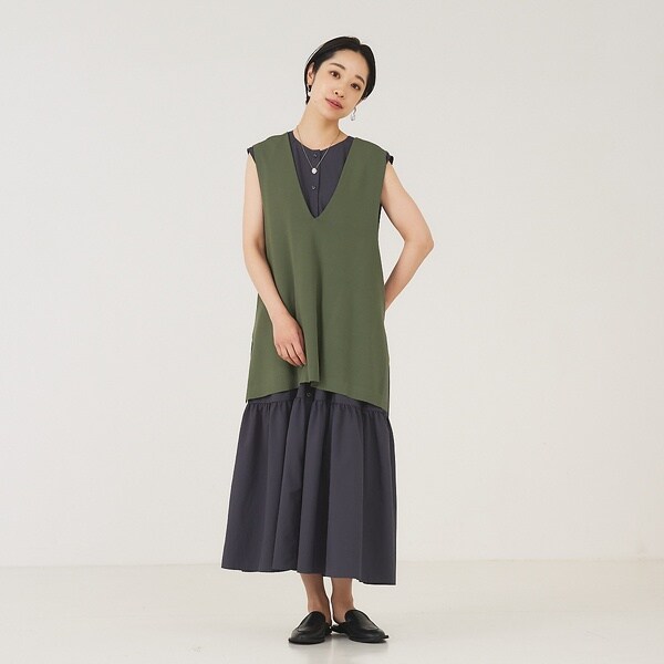 カリテ（qualite）/《セットアップ対応》レーヨンストレッチ2WAYニットジレ