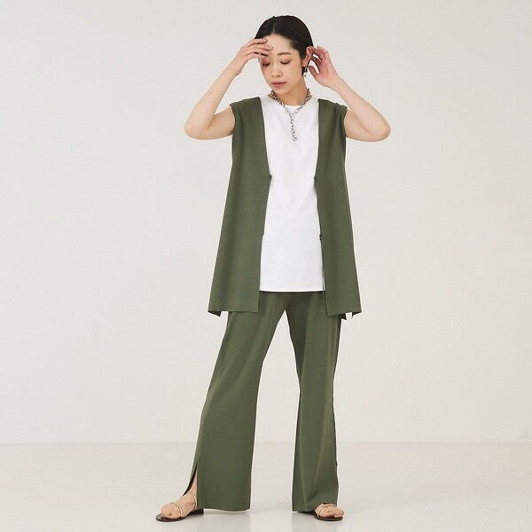 カリテ（qualite）/《セットアップ対応》レーヨンストレッチ2WAYニットジレ