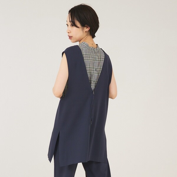 カリテ（qualite）/《セットアップ対応》レーヨンストレッチ2WAYニットジレ