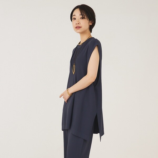 カリテ（qualite）/《セットアップ対応》レーヨンストレッチ2WAYニットジレ