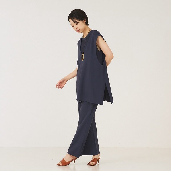 カリテ（qualite）/《セットアップ対応》レーヨンストレッチ2WAYニットジレ