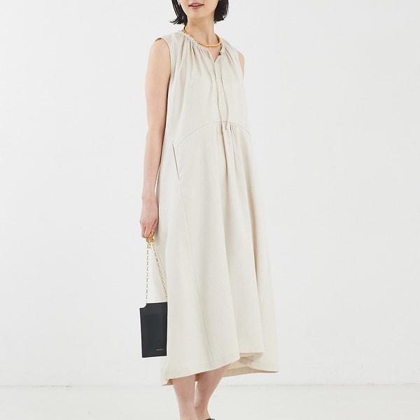 カリテ（qualite）/リネンライクギャザーワンピース