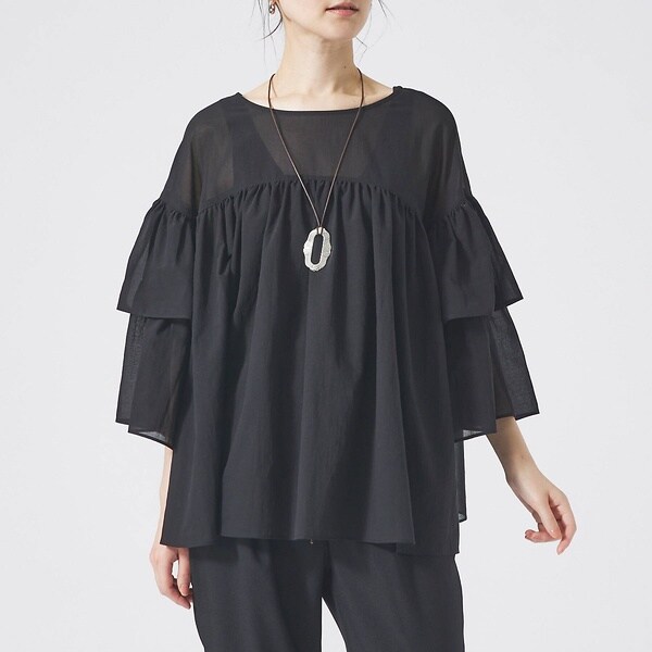 カリテ（qualite）/【2WAY】シフォンフリルブラウス