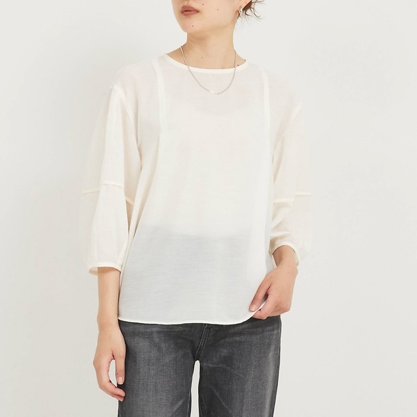 カリテ（qualite）/ボリュームスリーブシアーブラウス