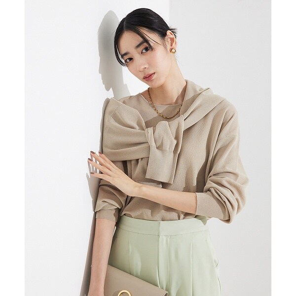 カリテ（qualite）/コットンナイロンハイゲージニットカーデ