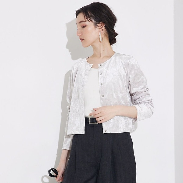 カリテ（qualite）/トリコットベロアショートカーデ