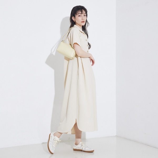 カリテ（qualite）/【接触冷感＆吸水速乾＆UV】シアサッカーシャツワンピース