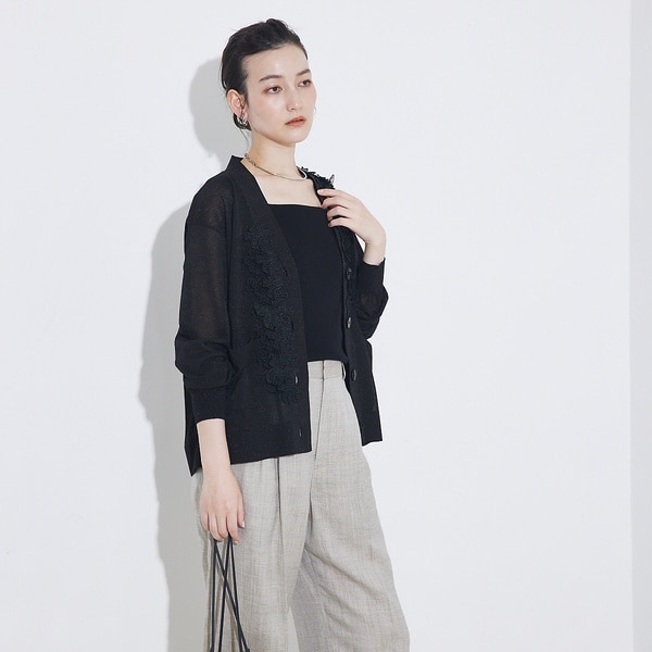 カリテ（qualite）/boussole×qualite　フラワーエンブロカーディガン